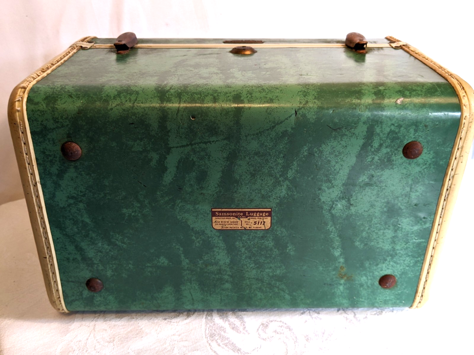 Vintage Samsonite Marbled Green Train Travel Make Up Vanity Hard Shell ...