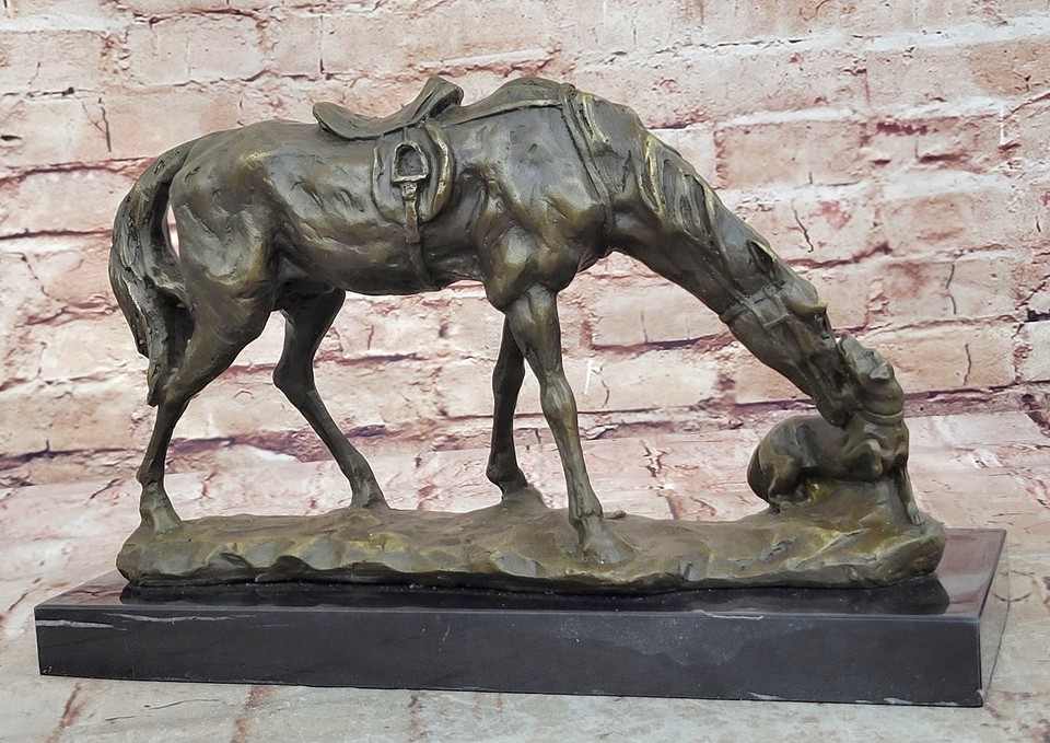 Horse Labrador Dog Lover English Saddle Farm Art Bronze Marble Statue ...