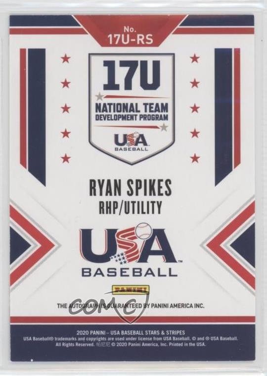 2020 Panini USA Baseball Stars & Stripes /260 Ryan Spikes #17U-RS Auto ...
