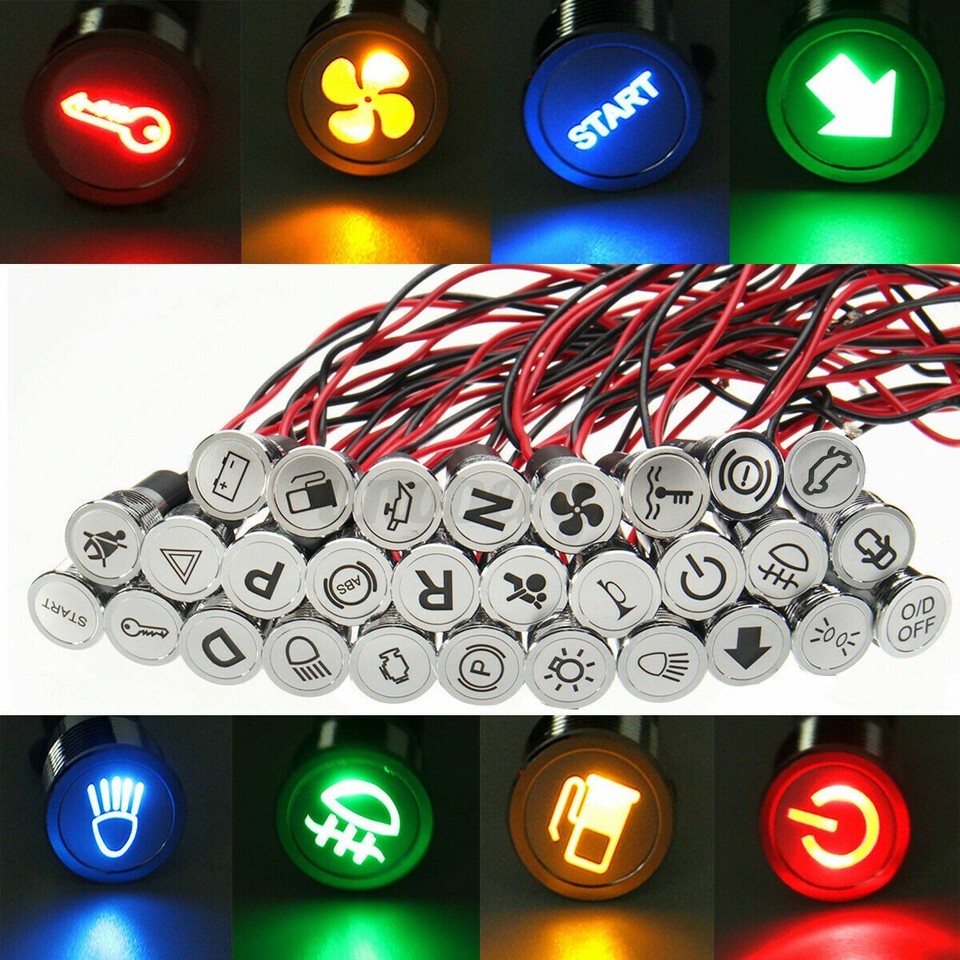 10mm 12V-36V Symbol LED Dash Panel Warning Indicator Pilot Light | eBay