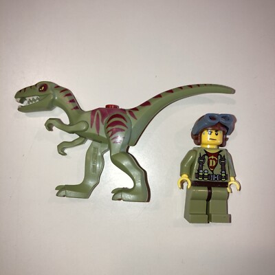 LEGO Dinosaur Coelophysis Minifigure Gallimimus Dark Red Stripes ...