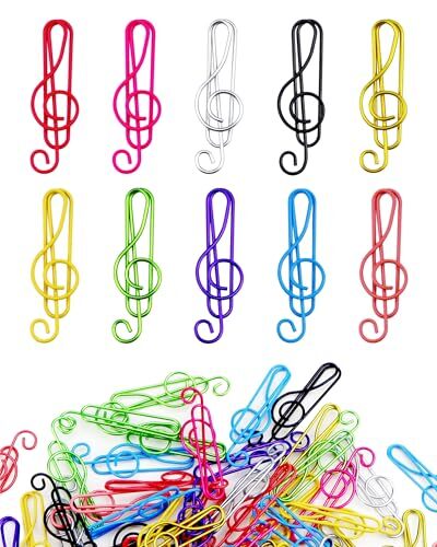 100 Pcs Music Paper Clips, Metal Musical Notes Shaped Bookmark Clips ...