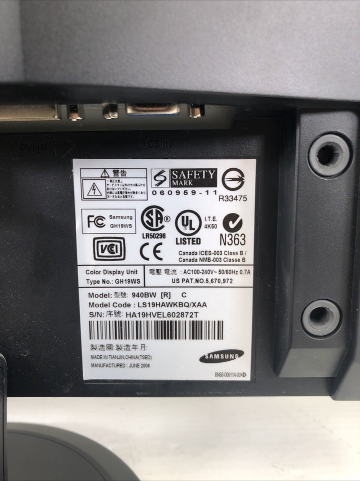 Samsung SyncMaster 940BW 19" 1440x900 LCD Monitor GH19WS | eBay