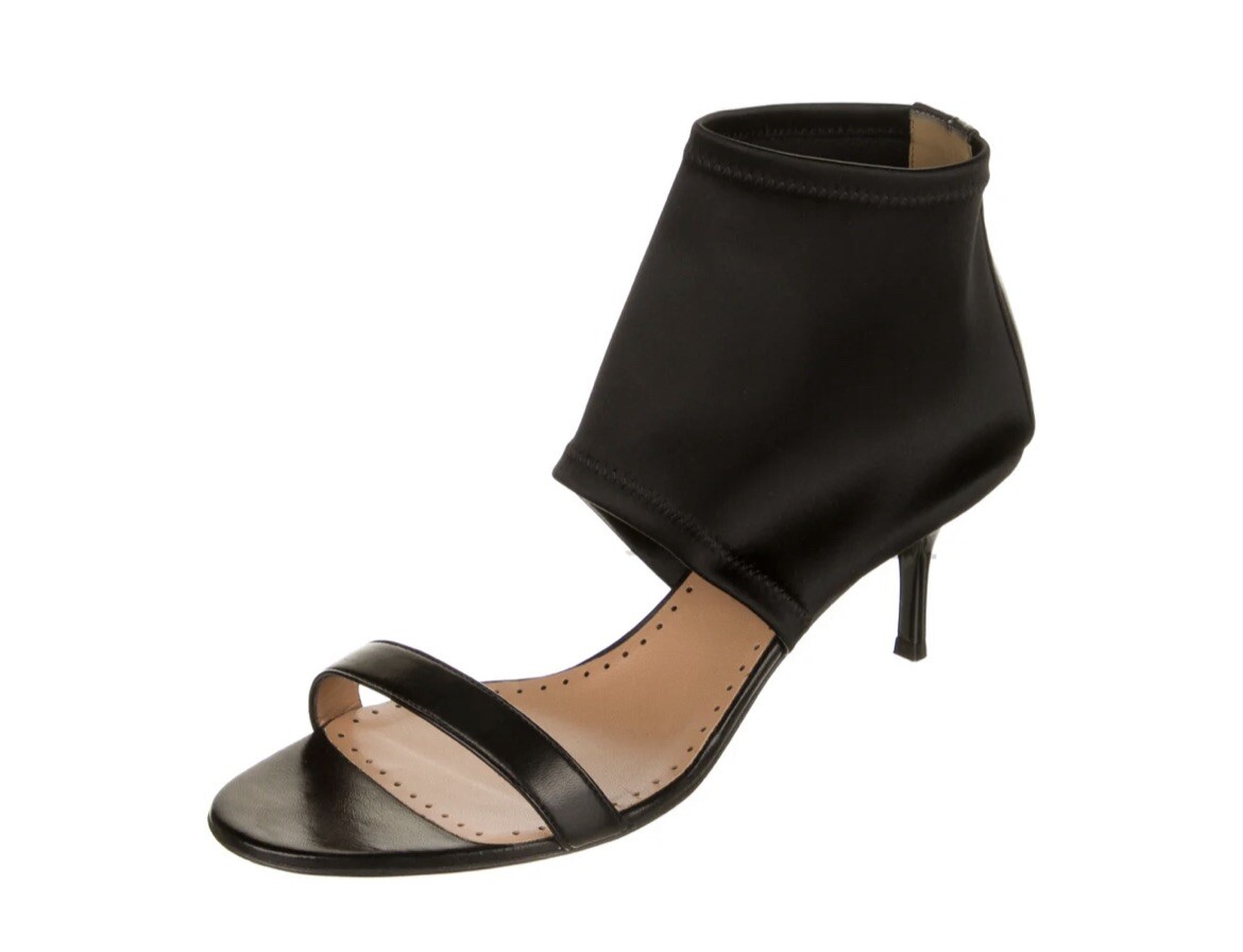 ALEXA WAGNER Black Leather Cyan Super Stretch Heels S… - Gem