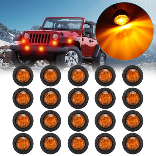 20x Round 3/4" Amber LED Side Marker Lights Truck Trailer Bullet ...