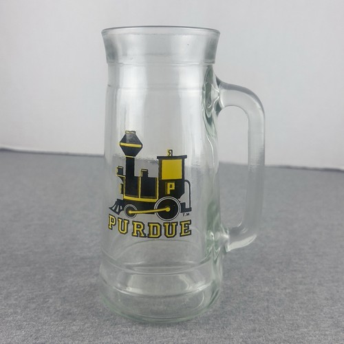 VTG Purdue Boilermakers Train Clear Glass Beer Stein Mug 7” Football ...
