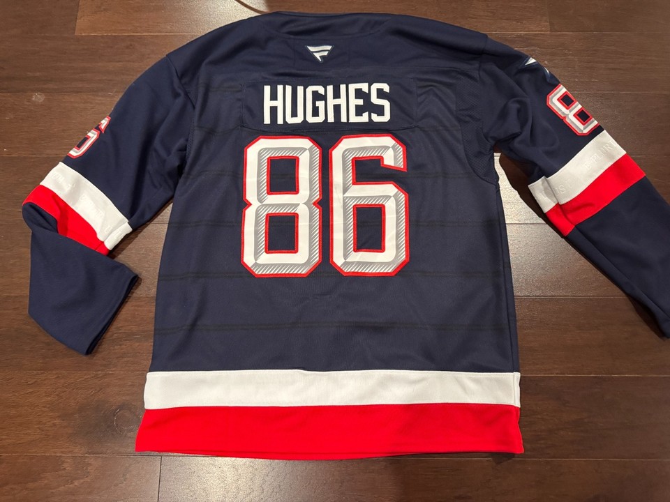 Jack Hughes USA Nations Face Off Hockey Stitched Jersey Navy Blue Large ...