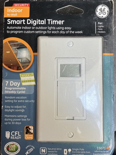 NEW GE Smart Digital Timer 15071 Weekly Programmable Indoor Outdoor In ...