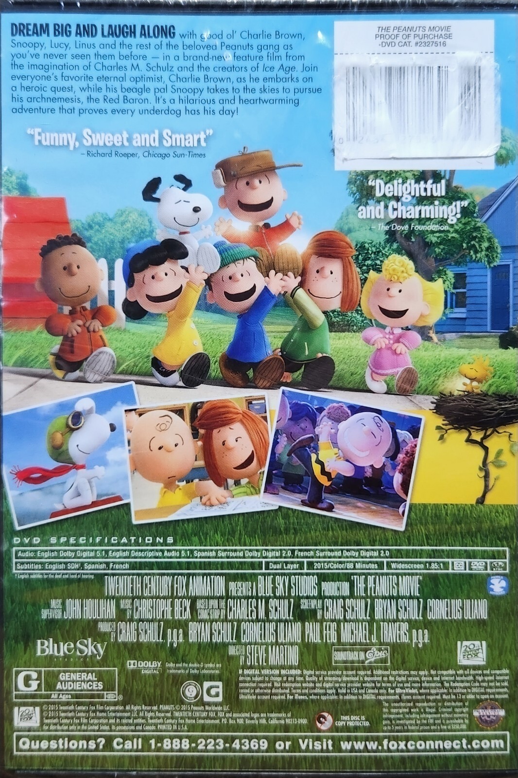 The Peanuts Movie Dream Big DVD Charles Shulz Snoopy Charlie Brown for ...