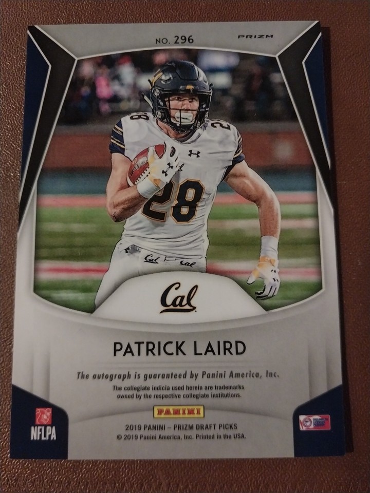 2019 PATRICK LAIRD PANINI PRIZM AUTOGRAPHED AUTO ROOKIE CARD RC #384 ...