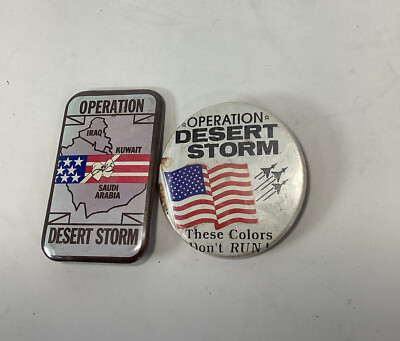 Operation Desert Storm United States Flag Button Pins Patriotic US Gulf ...