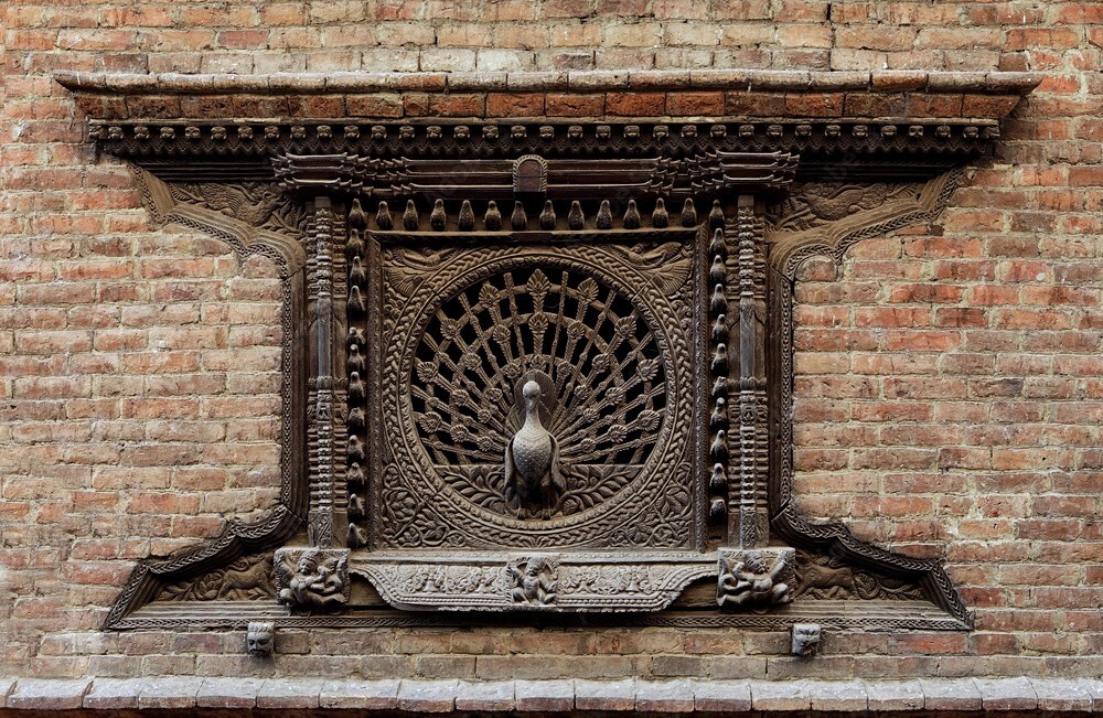 Large Peacock Wooden Carved Newar Window Wall Hanging Tibetan Nepal ...