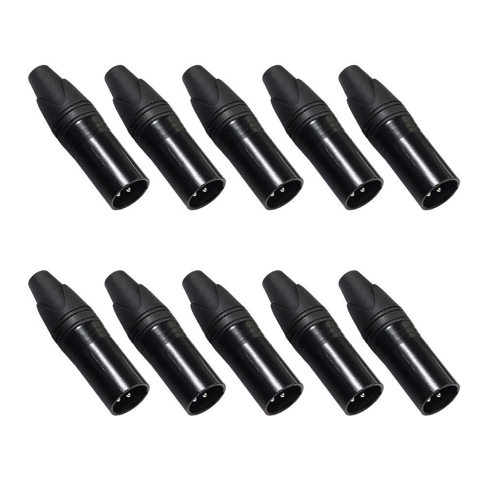10pcs XLR 3Pin Male DIY Audio Cable Mic Connectors Solder Plug Mic ...