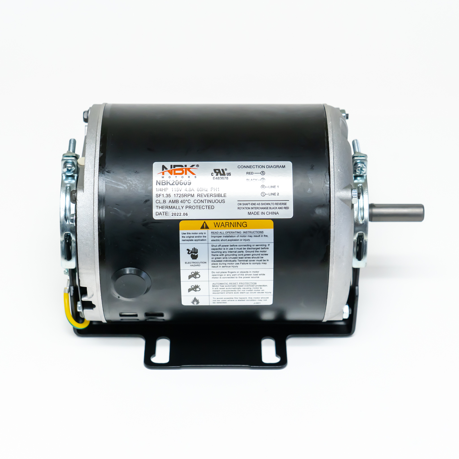 NBK 20609 Belt Drive Motor 1/4 HP 1725 RPM 115 Volts Replacement for ...
