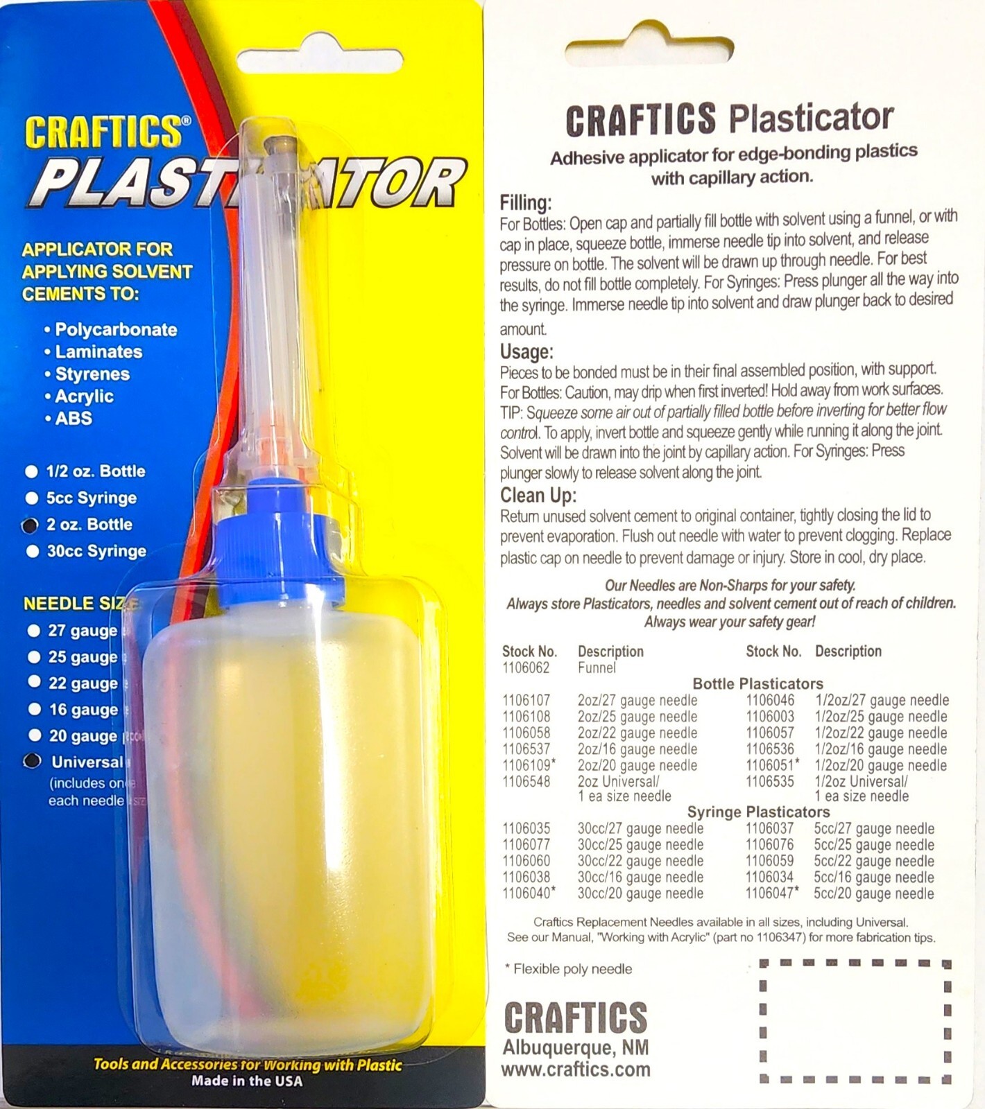 Craftics 2oz Solvent Applicator with Variety Needle Pack (Contains 5 ...