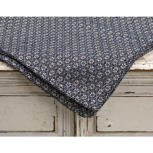 New Primitive Colonial NAVY BLUE COVERLET SQUARE Woven Tablecloth 34 ...
