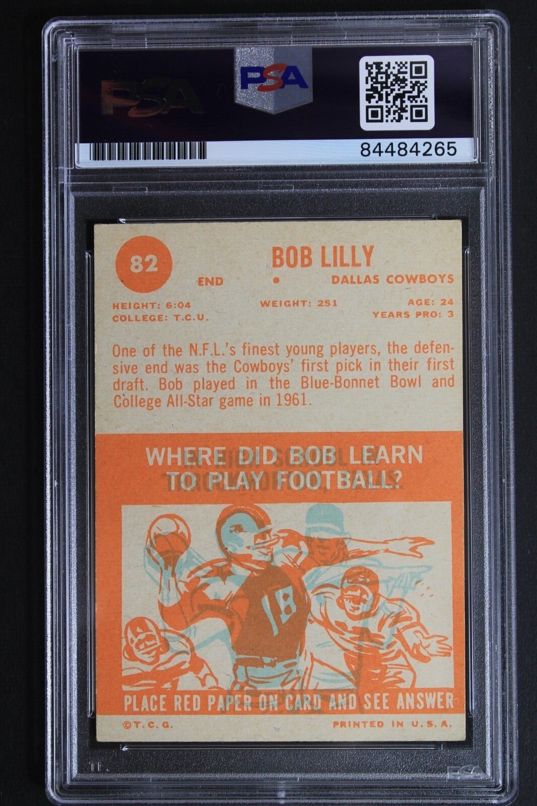 Bob Lilly HOF Dallas Cowboys Autographed 1963 Topps #82 Signed ROOKIE ...