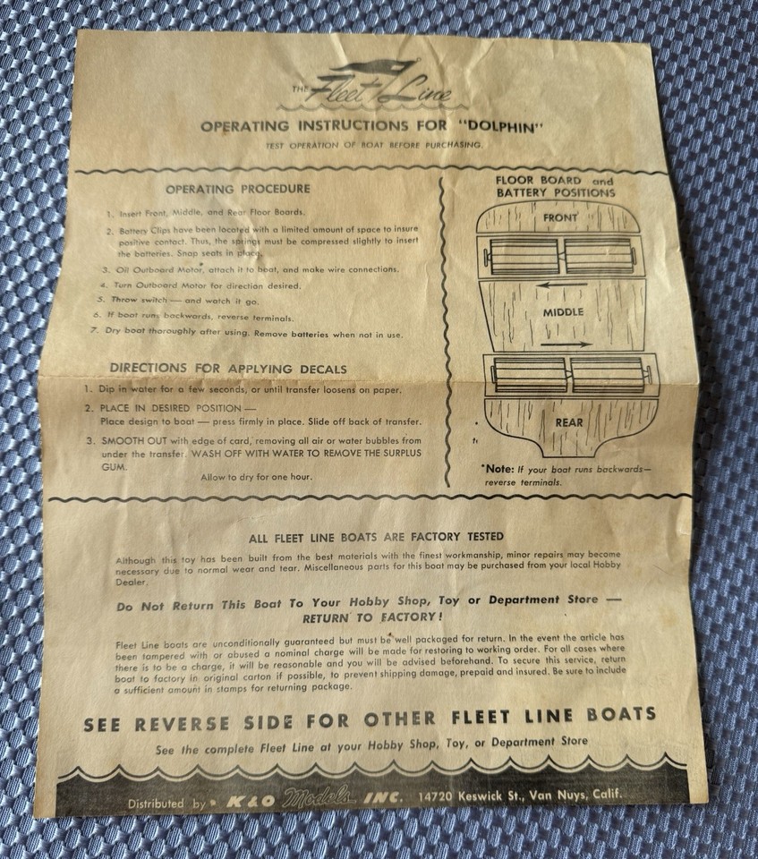 K&O 1956 Mercury Mark 55-E Thunderbolt Motor PLUS Fleet Line DOLPHIN ...