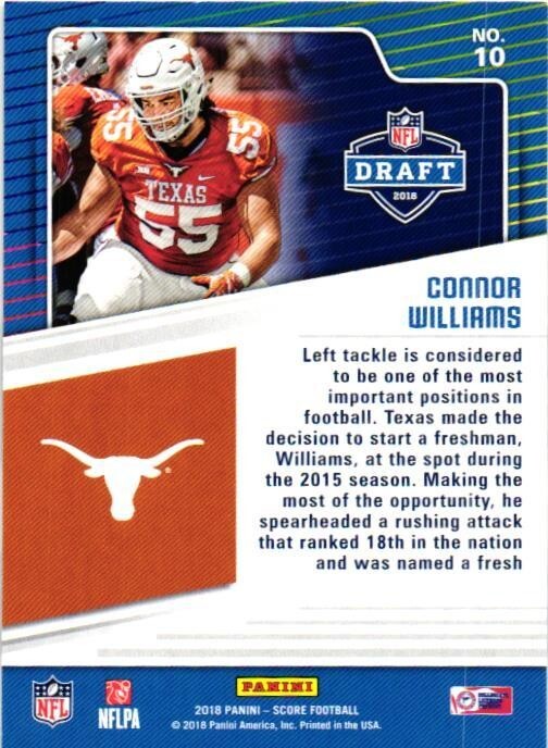 2018 Panini Score Football NFL Draft #10 Connor Williams Texas | eBay