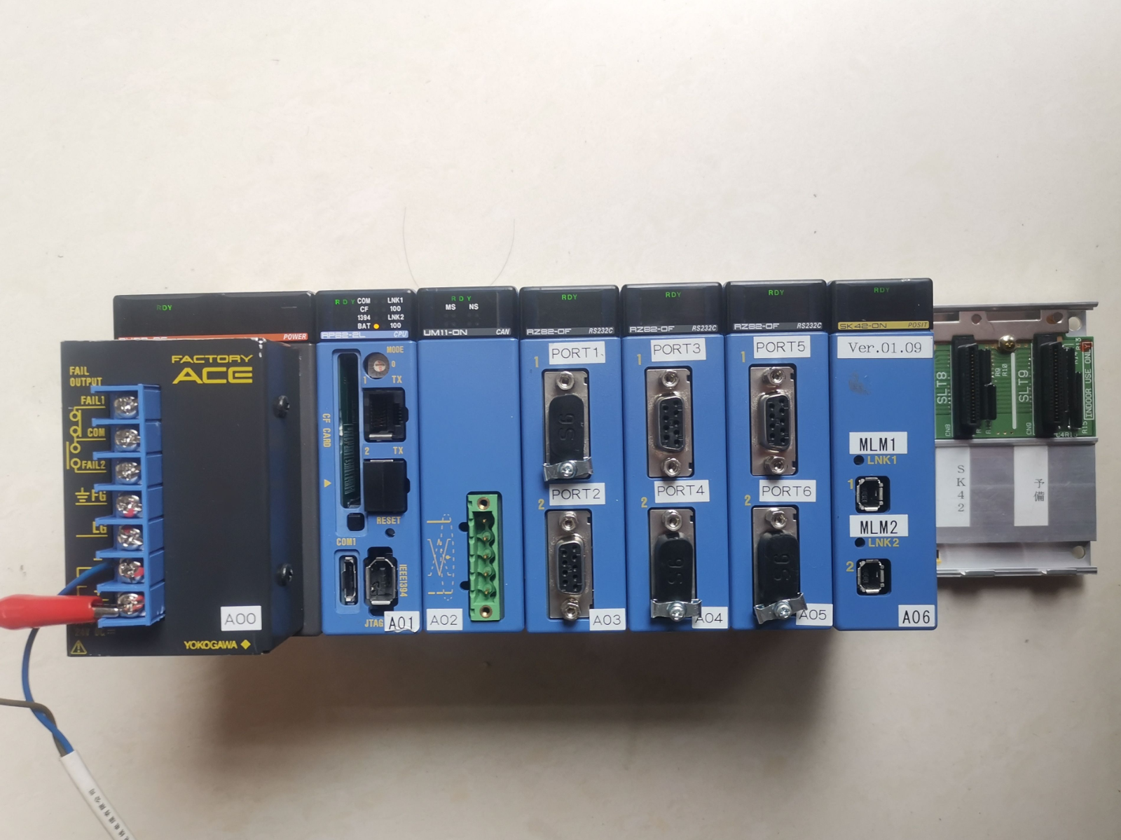 YOKOGAWA FA-M3 PLC:PU36-OS power,RP62-2L CPU,UM11-ON CAN,RZ82-OF RS232C ...