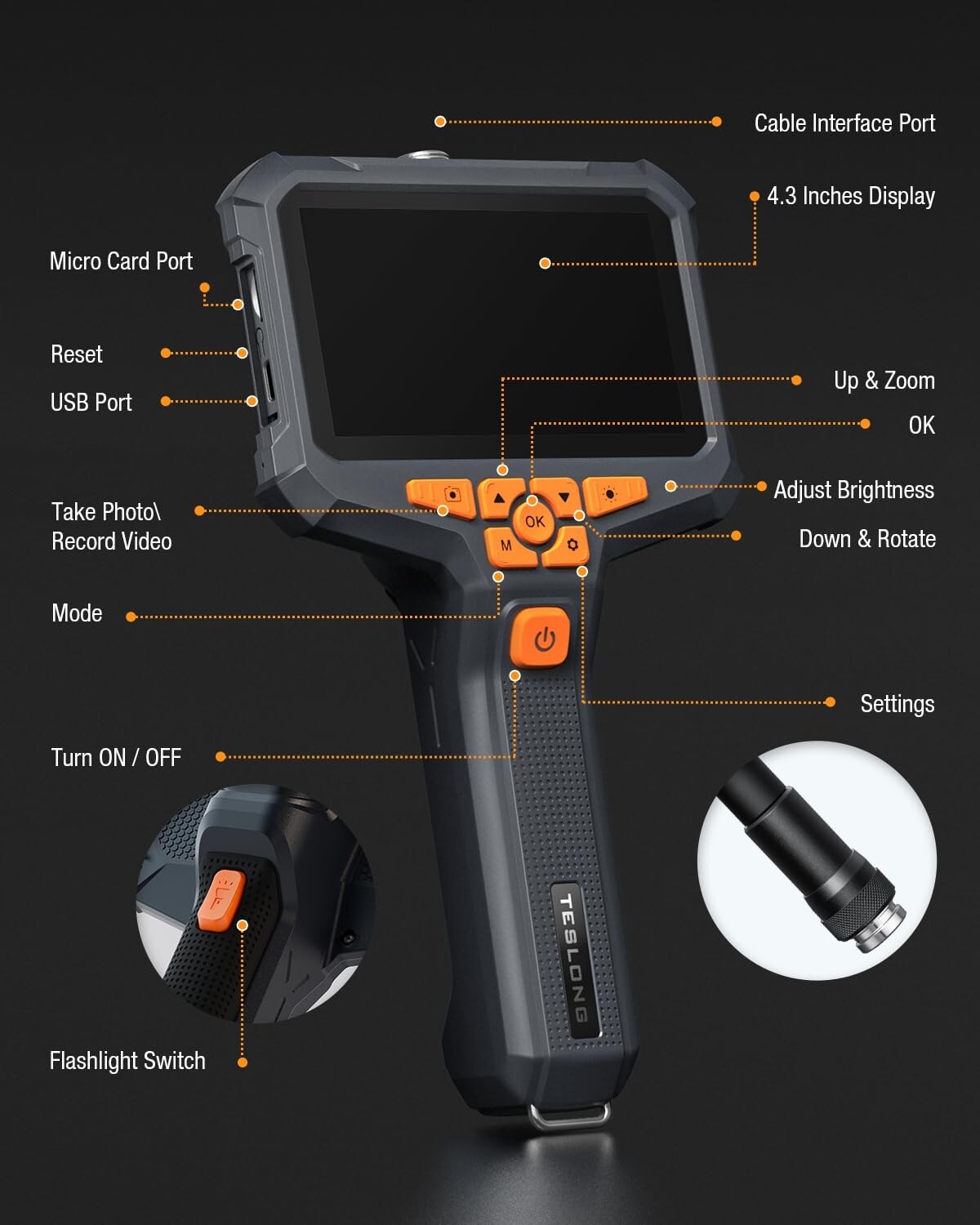Inspection Camera Dual Lens Inspection Camera w/ Light NTS430 Teslong ...