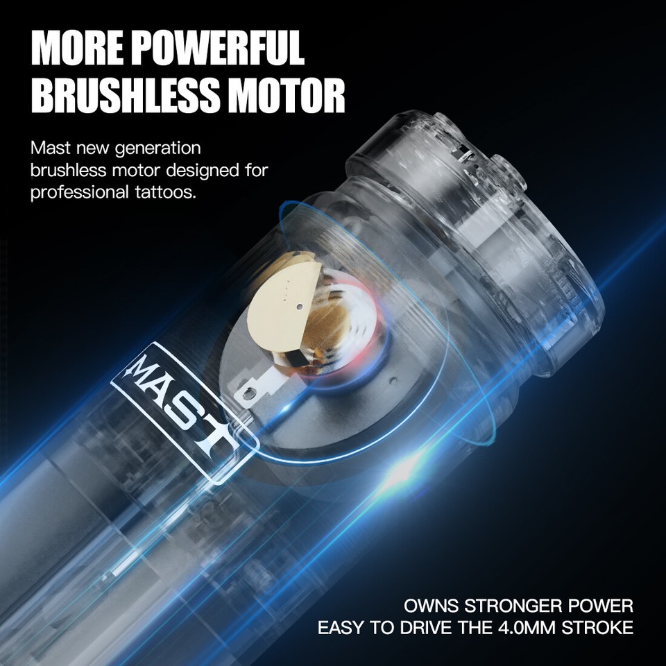 Mast Racer 4.0MM Strokes Wireless Tattoo Machine Brushless Motor Rotary ...