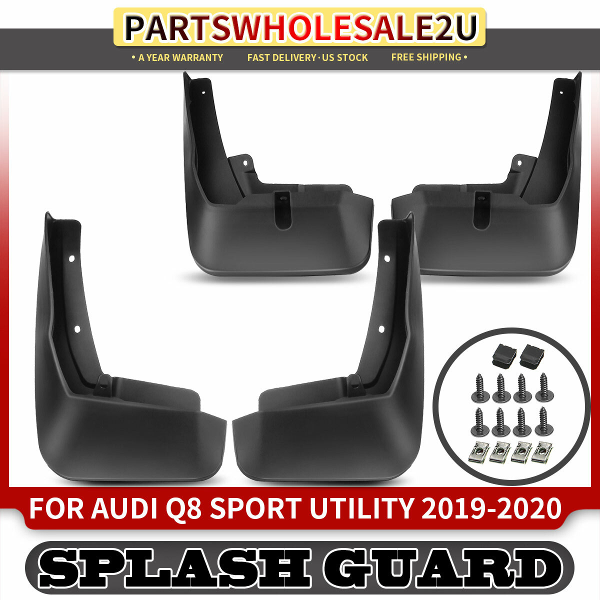 4pcs Front & Rear Splash Guards Mud Flaps Mudguards for Audi Q8 2019 ...