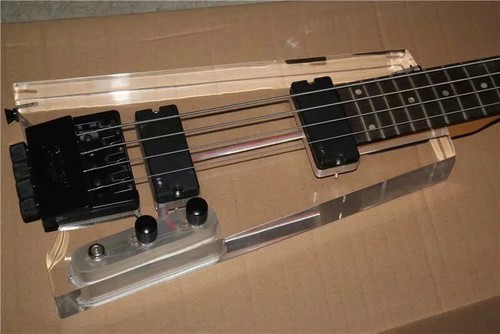 Headless Plexiglass Acrylic Body Electric Bass Guitar Rosewood ...