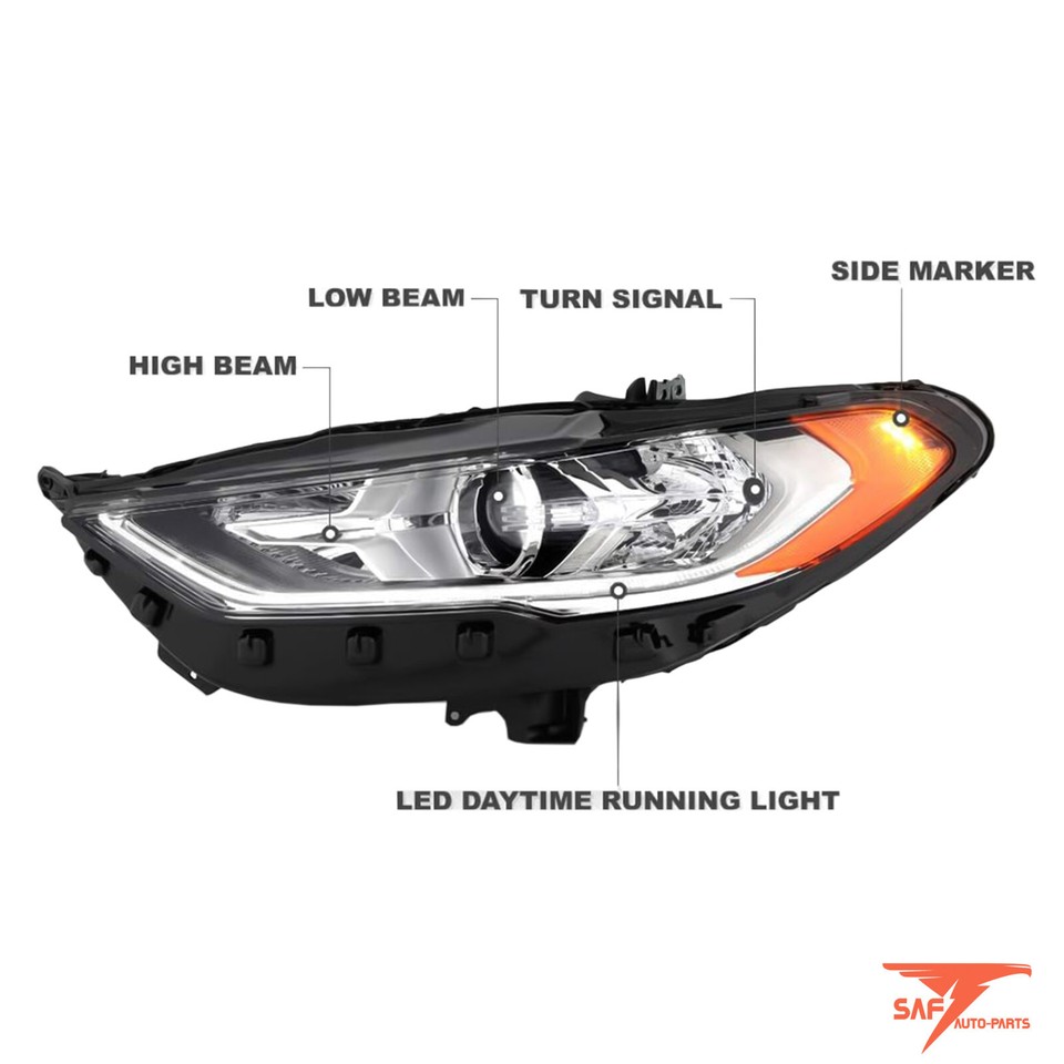 For 2017-2020 Ford Fusion Headlights Headlamps Halogen W/DRL Pair | eBay