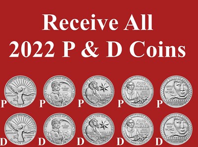 2022 P &D American Women Quarters ~ Full Set 2022 of 10 coins ~ UNC ...