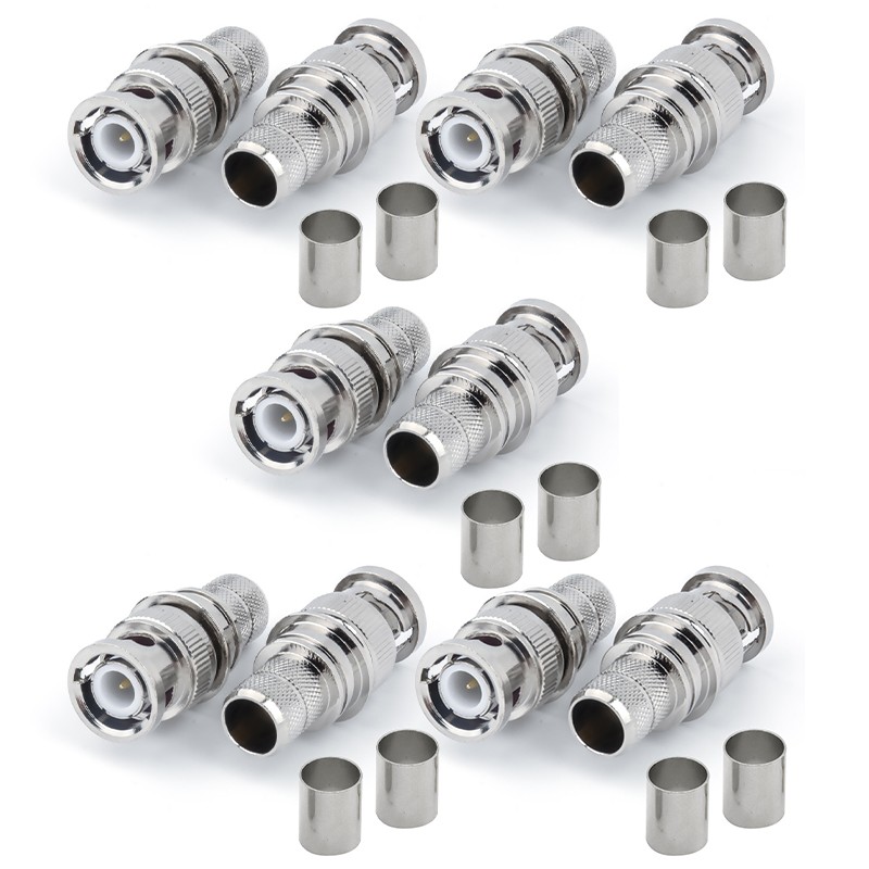 2/4/10Pcs BNC Male Crimp Type RF Connectors for RG8/RG8U/RG213/LMR400 ...