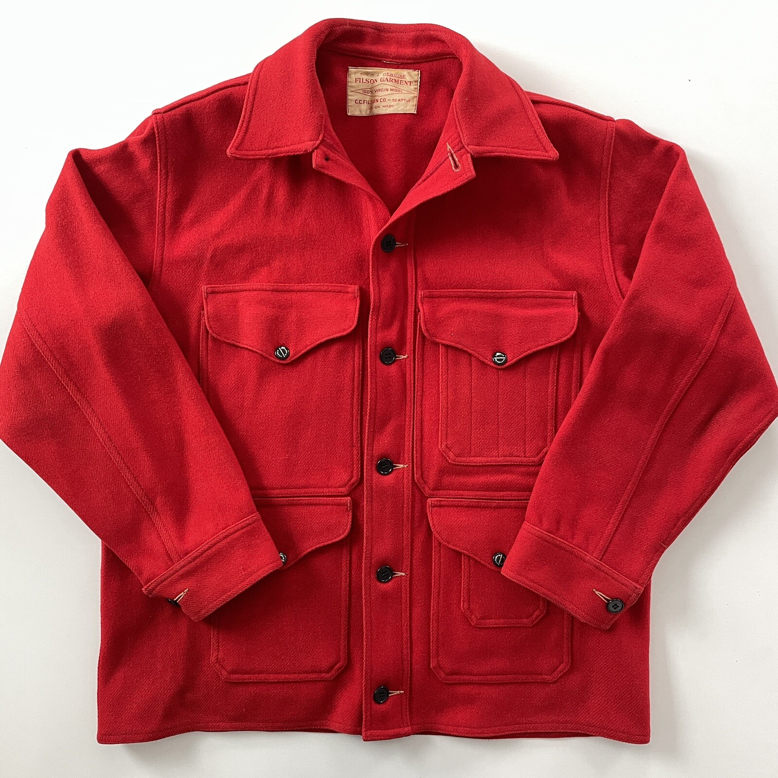 1950s FILSON CRUISER MACKINAW JACKET Scarlet Red Hunt… - Gem