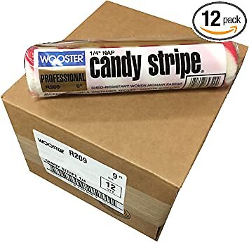 Wooster Genuine 9" Candy Stripe 1/4" Nap Roller Cover 12-Pack, R209-9 ...