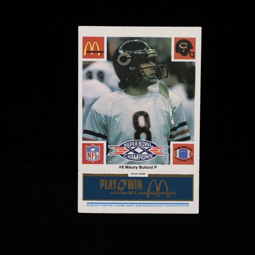 1986 Maury Buford Chicago Bears McDonald's BLUE Game Card #8 | eBay