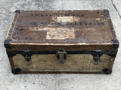 Antique WW1 US Army Military Soldier Lieutenant Steamer Trunk Vtg Lt ...