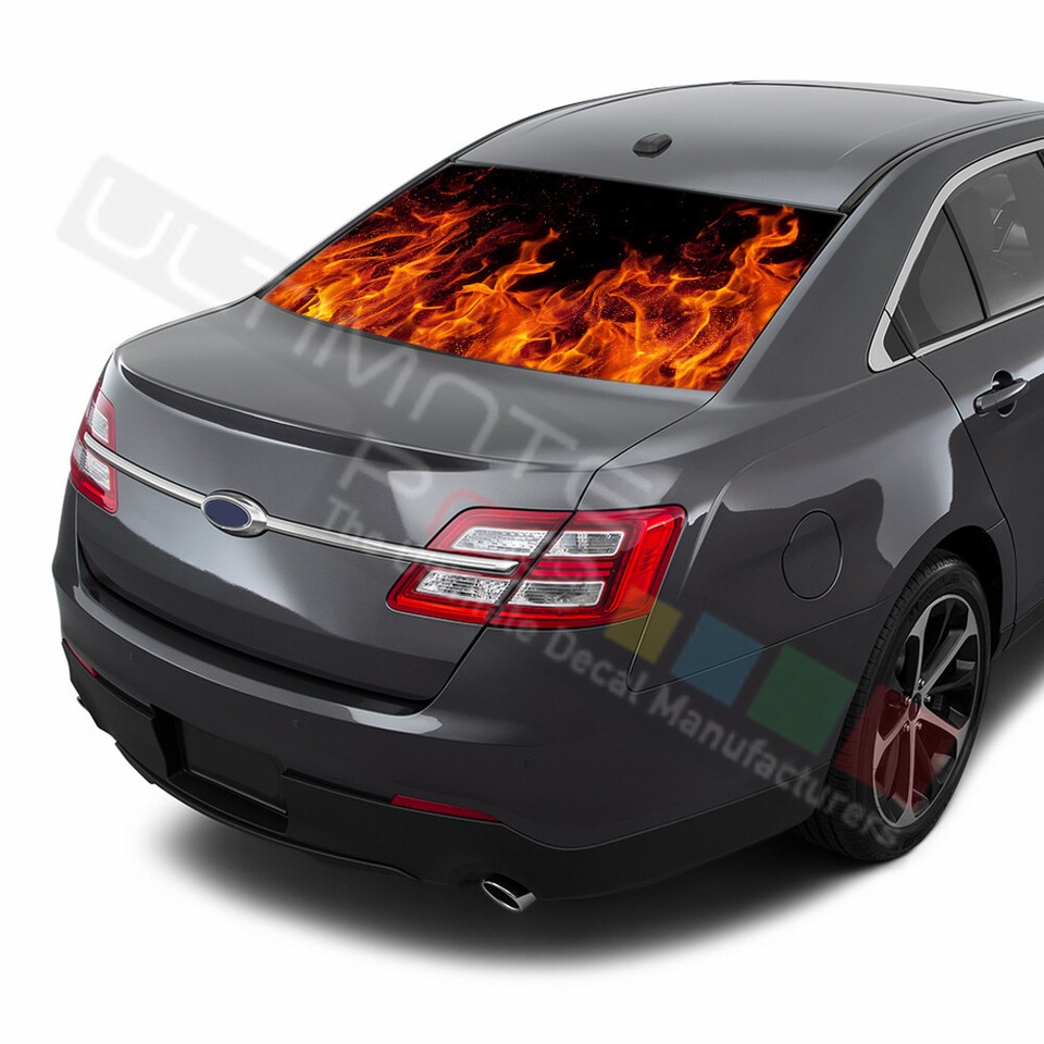 Flames Decals Rear Window See Thru Stickers Perforated for Ford Taurus ...