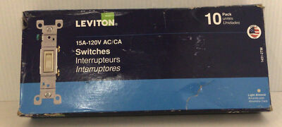 Leviton 15 Amp Single-Pole Toggle Switch, Light Almond 10-Pack M26 ...