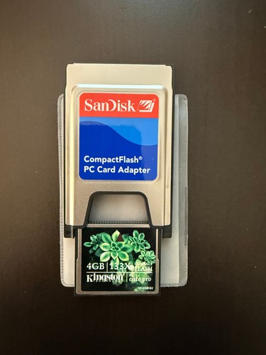 SanDisk Compact Flash PC Card Adapter Memory Card Reader + Kingston 4GB ...