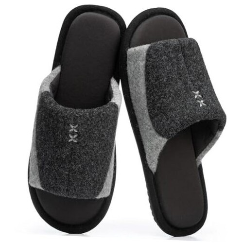 Mens Two-Tone Slippers with Memory Foam Open Toe House Shoes Non 11-12 ...