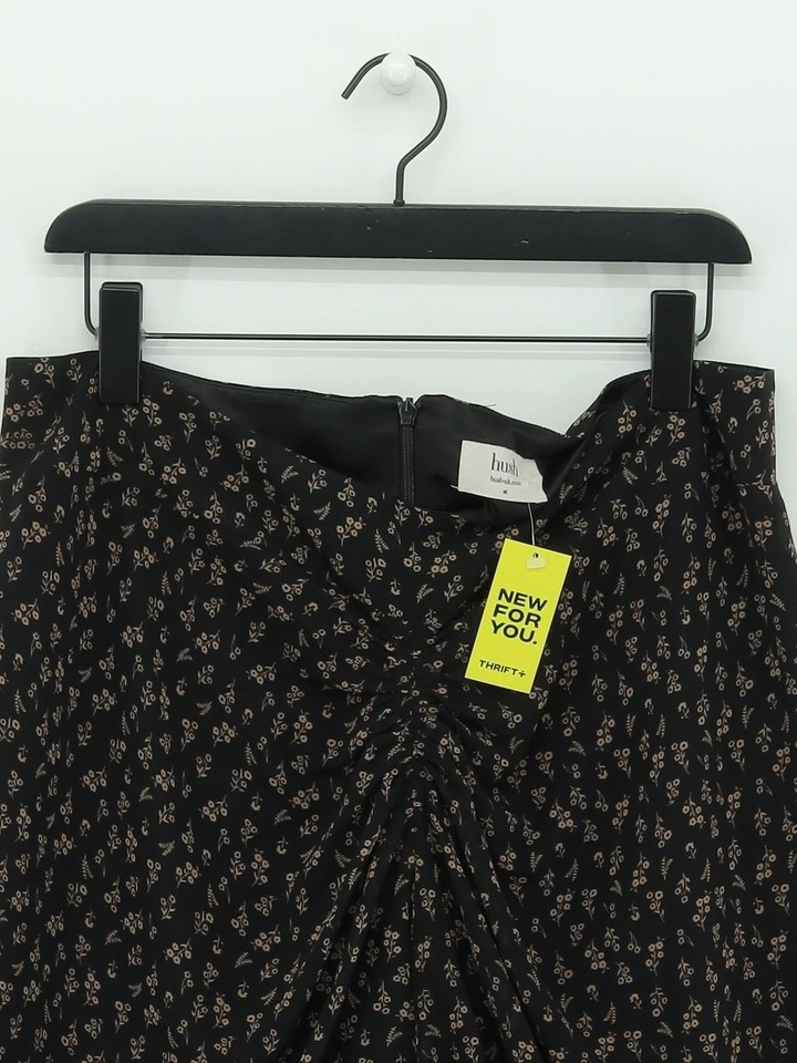 Hush Women's Midi Skirt UK 16 Black Floral 100% Polyester Midi A-Line ...