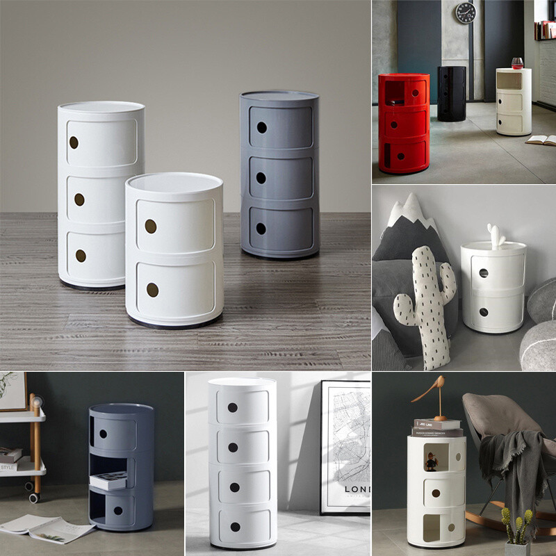 CYLINDER CABINET ROUND CUPBOARD DRAWER ABS STORAGE UNIT BATHROOM ...