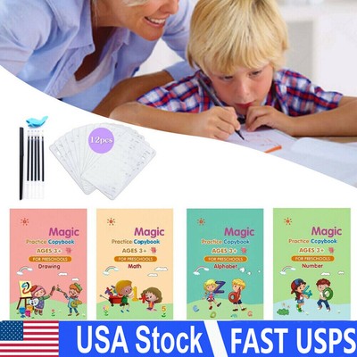 23Pcs Reusable Magic Copybook Number Math Drawing Alphabet Handwriting ...