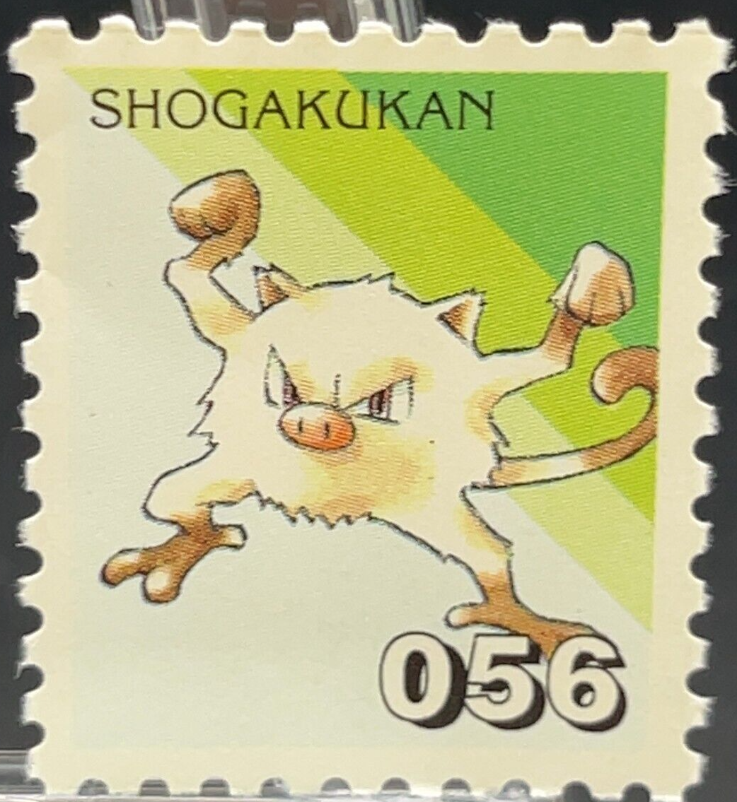 Mankey Pokemon Stamp Mini Card Anime TCG 1998 Shogakukan Nintendo ...