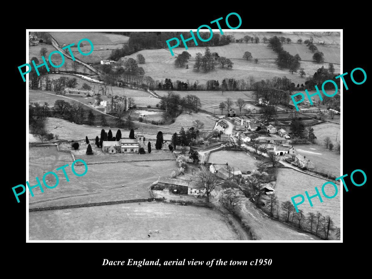 OLD 8x6 HISTORIC PHOTO OF DACRE ENGLAND AERIAL VIEW OF THE TOWN c1950 ...