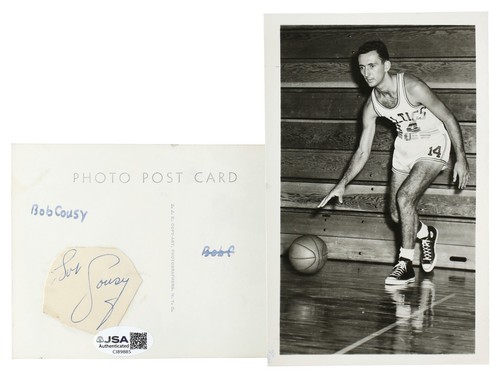 1950s-60s Bob Cousy Signed Boston Celtics Real Photo Postcard 3.5" x 5. ...