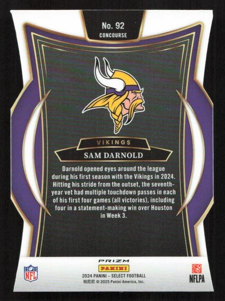 2024 Panini Select Sam Darnold Silver Prizm Die Cut #92 Card | eBay