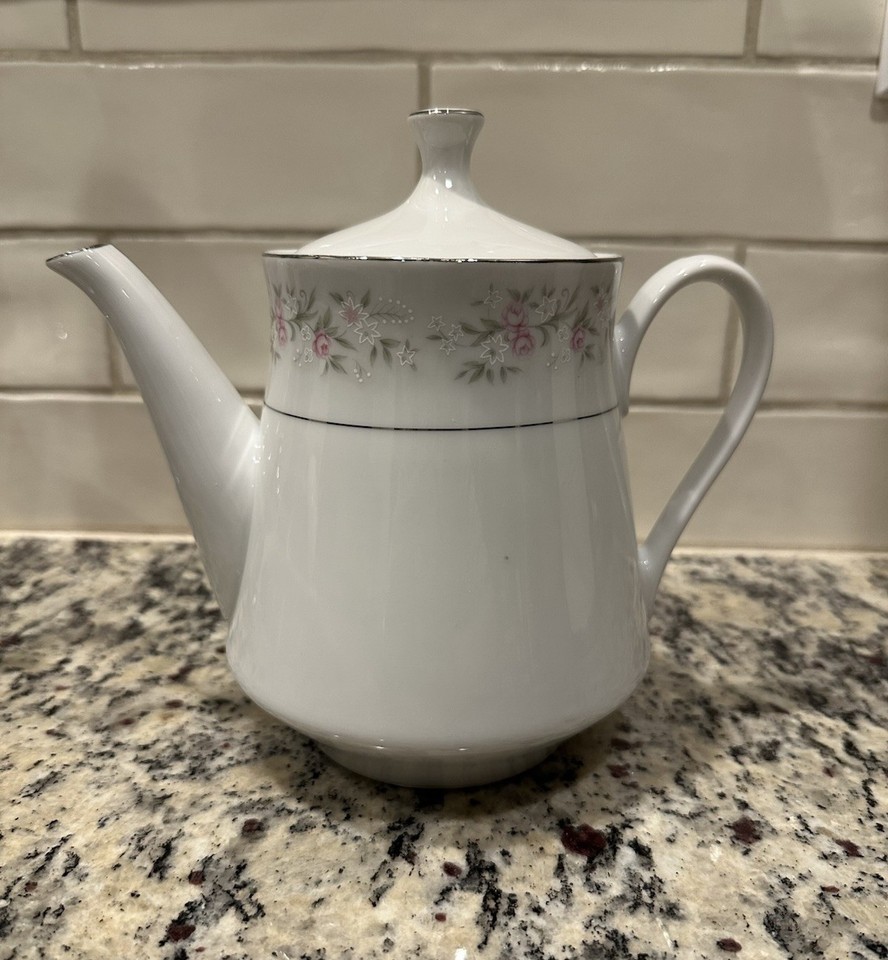 Maria China Teapot Pink White Grey Floral Pattern. VTG Pattern Made In ...