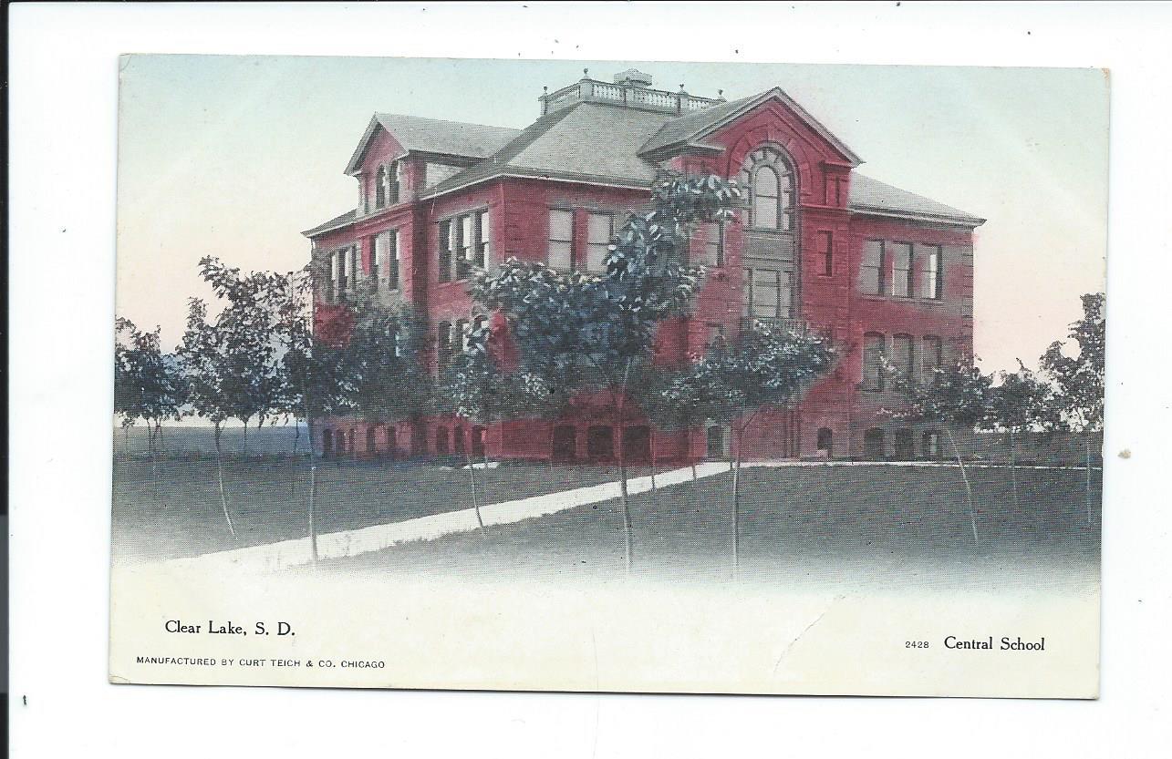 Postcard Post Card Clear Lake South Dakota SD S D Central School | eBay