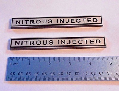 NITROUS INJECTED 5 " wide black plastic with Chrome emblem emblems ...