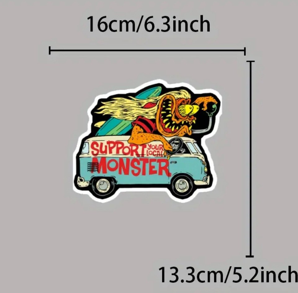 HUGE 6" Rat Fink Monster Surf Van Ed Roth Art Vinyl Sticker Decal ...